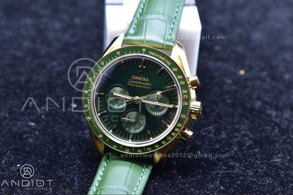 Speedmaster Moonwatch in Moonshine Gold YG RMF Best Edition Green Dial ...