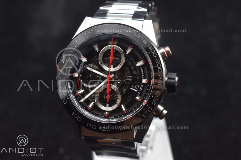 Calibre Heuer 01 Chrono SS XF 1:1 Best Edition Black Dial on SS ...