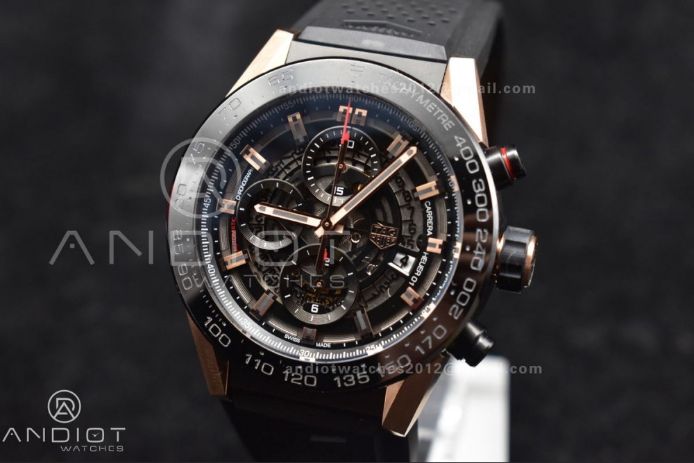 Carrera Cal. HEUER 01 45mm RG/RU Blk XF A1887