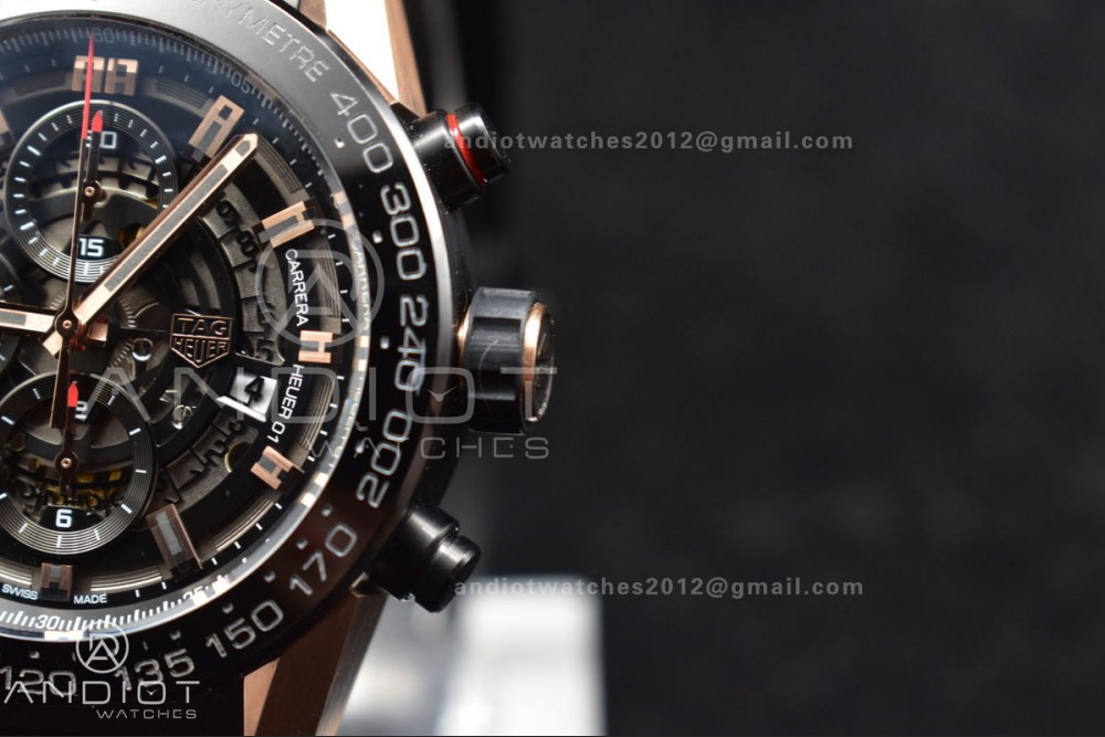 Carrera Cal. HEUER 01 45mm RG/RU Blk XF A1887
