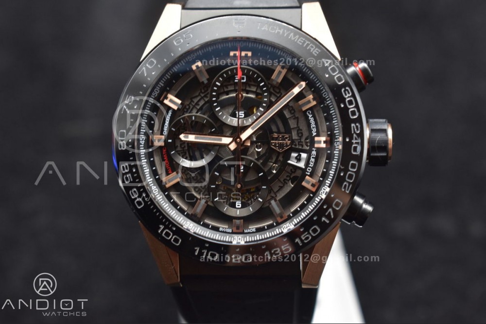 Carrera Cal. HEUER 01 45mm RG/RU Blk XF A1887