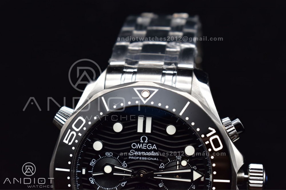 Seamaster 300M Chrono SS OMF 1:1 Best Edition Black Dial on SS Bracelet ...