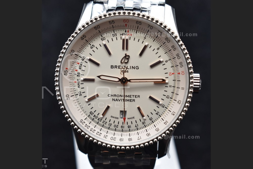 Navitimer 1 SS V7F 1:1 Best Edition RG Bezel White Dial on SS Bracelet ...