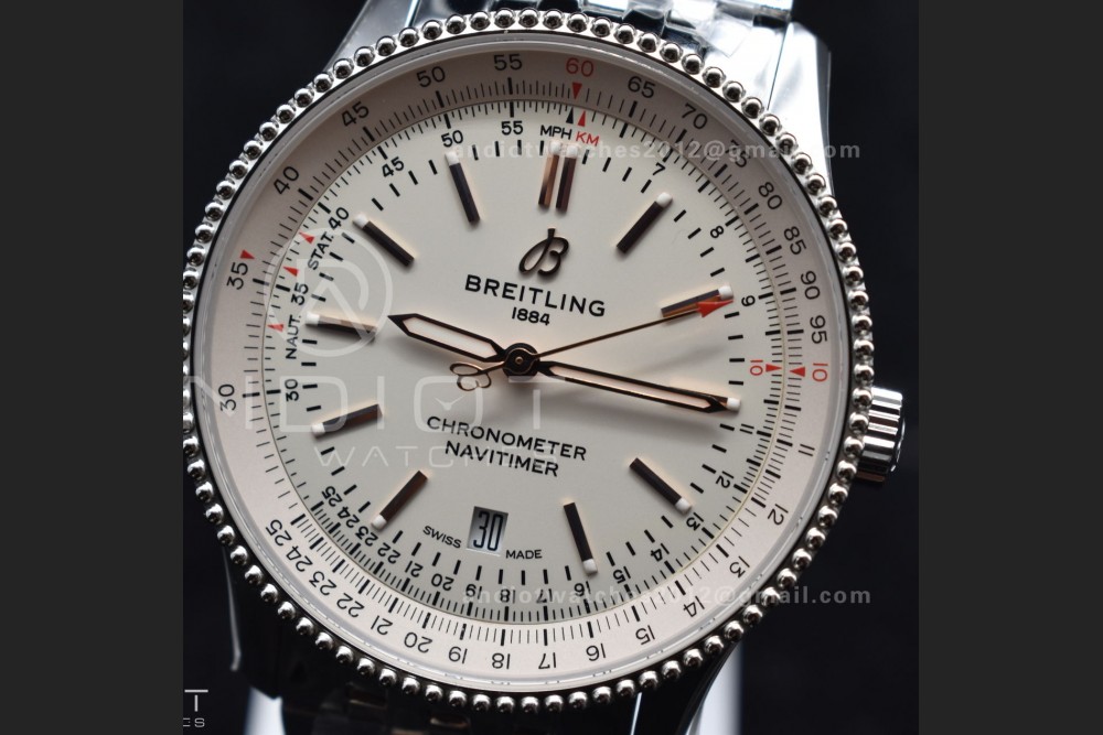 Navitimer 1 SS V7F 1:1 Best Edition RG Bezel White Dial on SS Bracelet ...