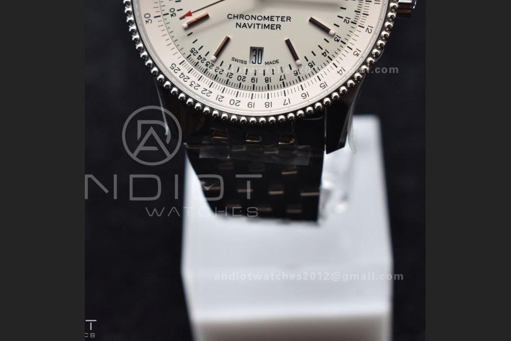 Navitimer 1 SS V7F 1:1 Best Edition RG Bezel White Dial on SS Bracelet ...
