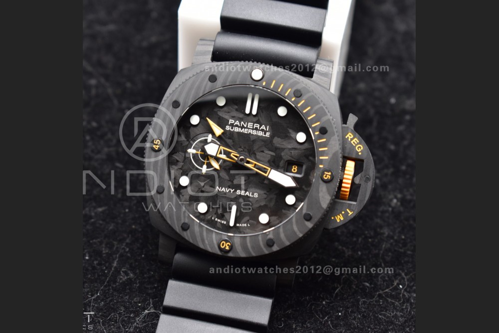 PAM1324 Carbotech VSF 1:1 Best Edition Black Dial On Black Rubber Strap ...