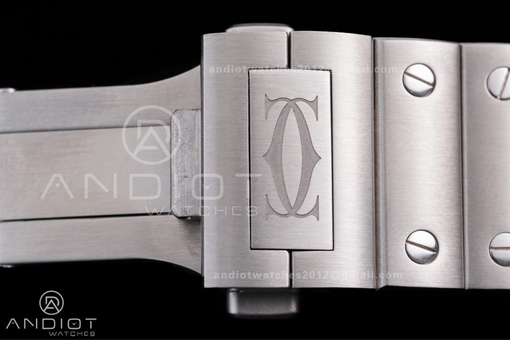 Santos de Cartier Skeleton SS MLF Skeleton Green Dial on SS SmartLink ...