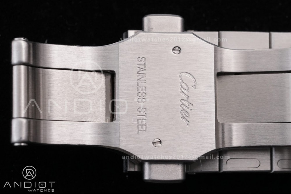 Santos de Cartier Skeleton SS MLF Skeleton Green Dial on SS SmartLink ...
